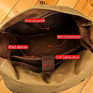 XINCADA Canvas Laptop Backpack Travel Backpack Rucksack for Men Women School College Bookbag Fits 15.6" Laptop Vintage Backpacks Daypack for Traveling Work School, Blue black