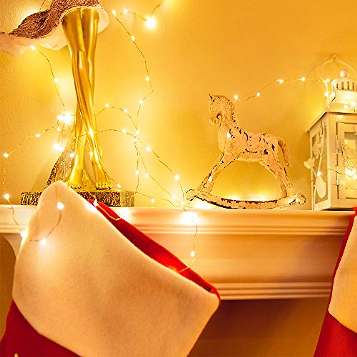 Moobibear LED Fairy String Lights 99ft 300 LEDs Dimmable Outdoor/Indoor Starry String Lights, Warm White Copper Lights with Remote Control for Garden Room Patio Party Valentines Day Decor 2Pack