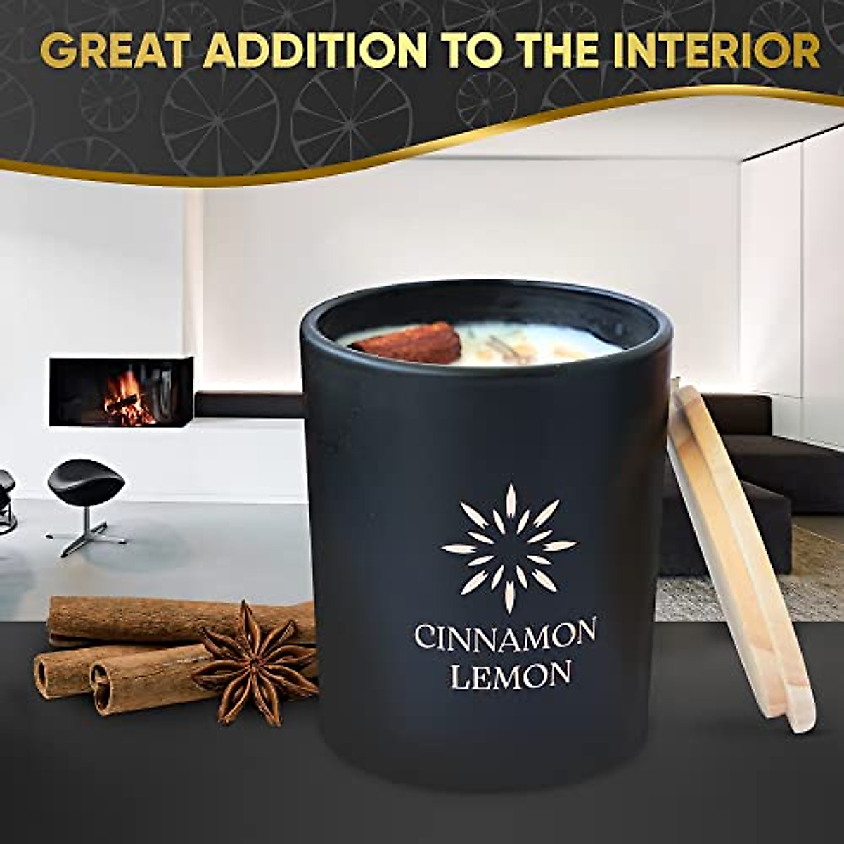 Lemon Cinnamon Scented Soy Wax Candle by BrightWize