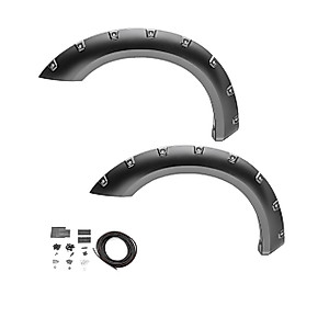 Bushwacker Boss Pocket/Rivet Style Front Fender Flares | 2-Piece Set, Black, Smooth Finish | 40083-02 | Fits 2007-2013 GMC Sierra 1500