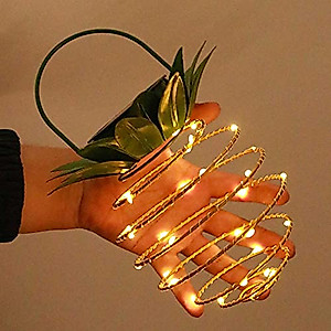 NC 4Pcs Solar Pineapple Light Wrought Iron Winding LED Light Outdoor Hanging Light String Light Garden Home Decoration Light