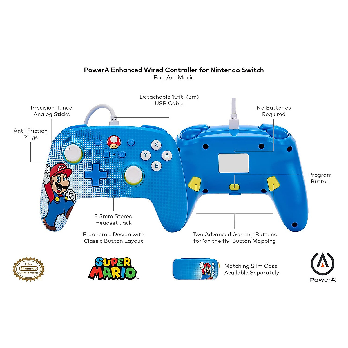 PowerA Enhanced Wired Controller for Nintendo Switch - Mario Pop Art