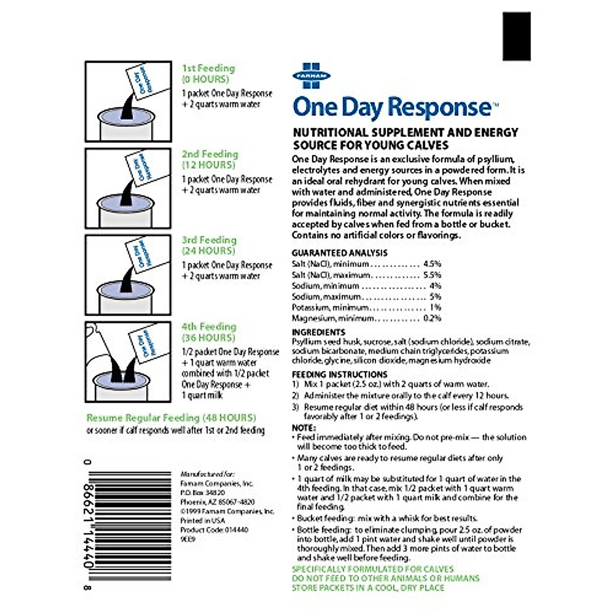 Farnam One Day Response Nutritional Supplement for Young Calves, 2.5 oz