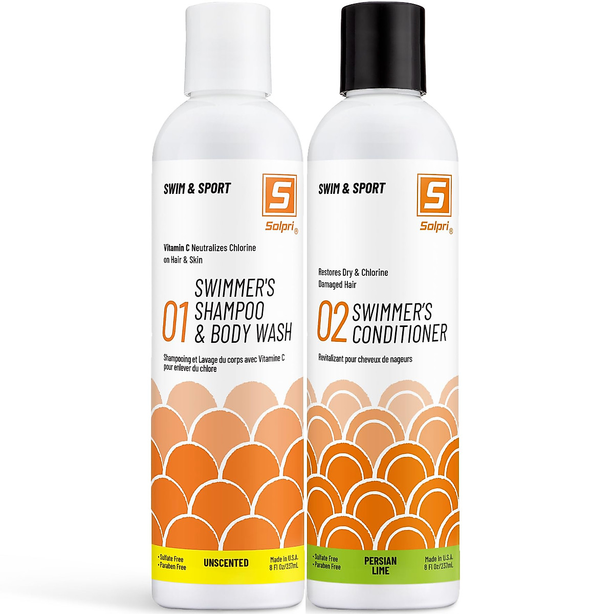 Solpri Swimmers Chlorine Vitamin C Swim Shampoo Body Wash with Pre & Post Swim Conditioner (16 Fl Oz Total)