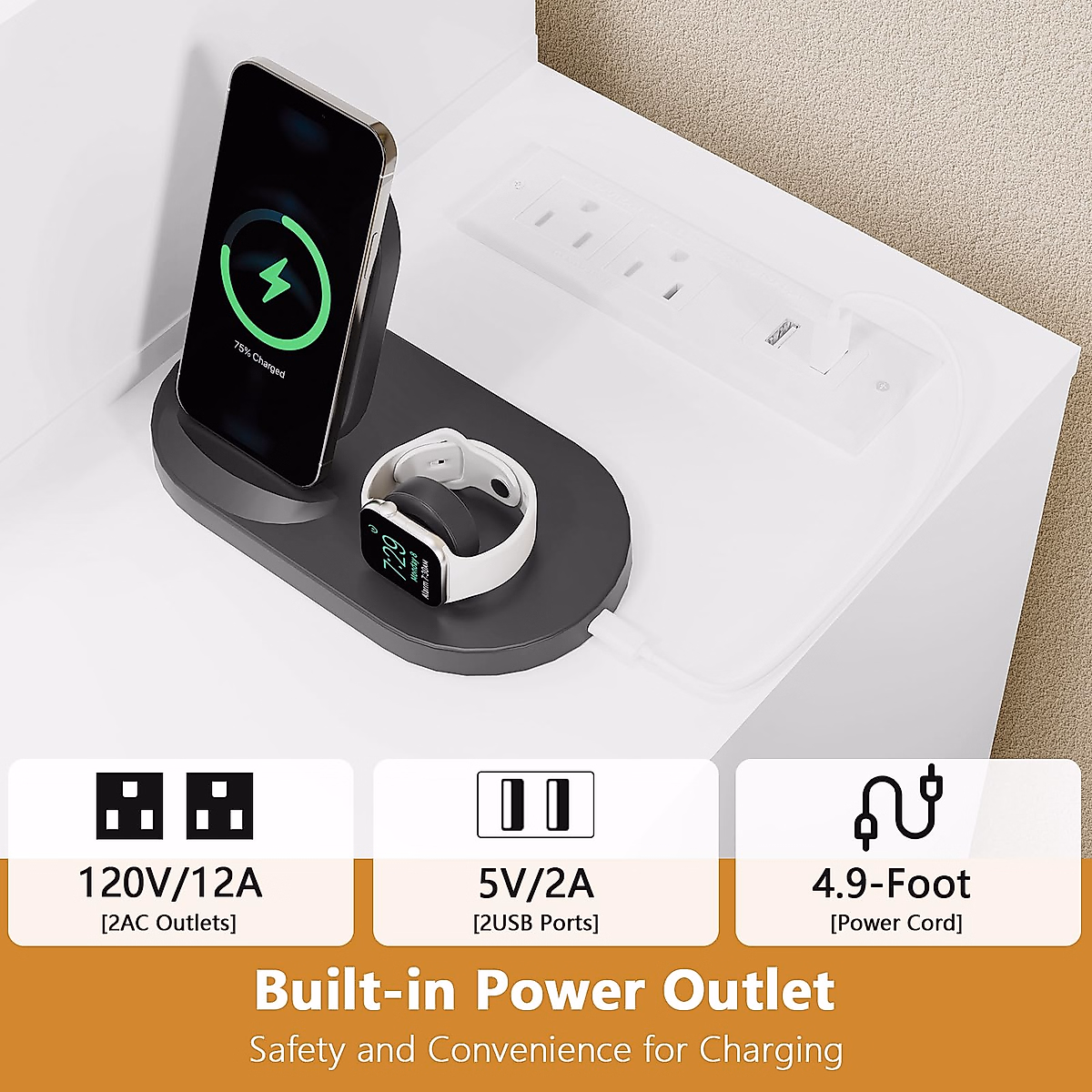 Quimoo 48" Large Vanity Desk with Mirror & Lights, Makeup Vanity Table with 6 Drawers & Power Outlet, 4 Open Storage Shelves, Vanity Desk Set with Stool, for Women Girls, White