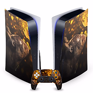 Butterfly French Bulldog Matte Vinyl Faceplate Sticker Gaming Skin Case Cover Compatible with Sony Playstation 5 PS5 Disc Edition Console & DualSense Controller