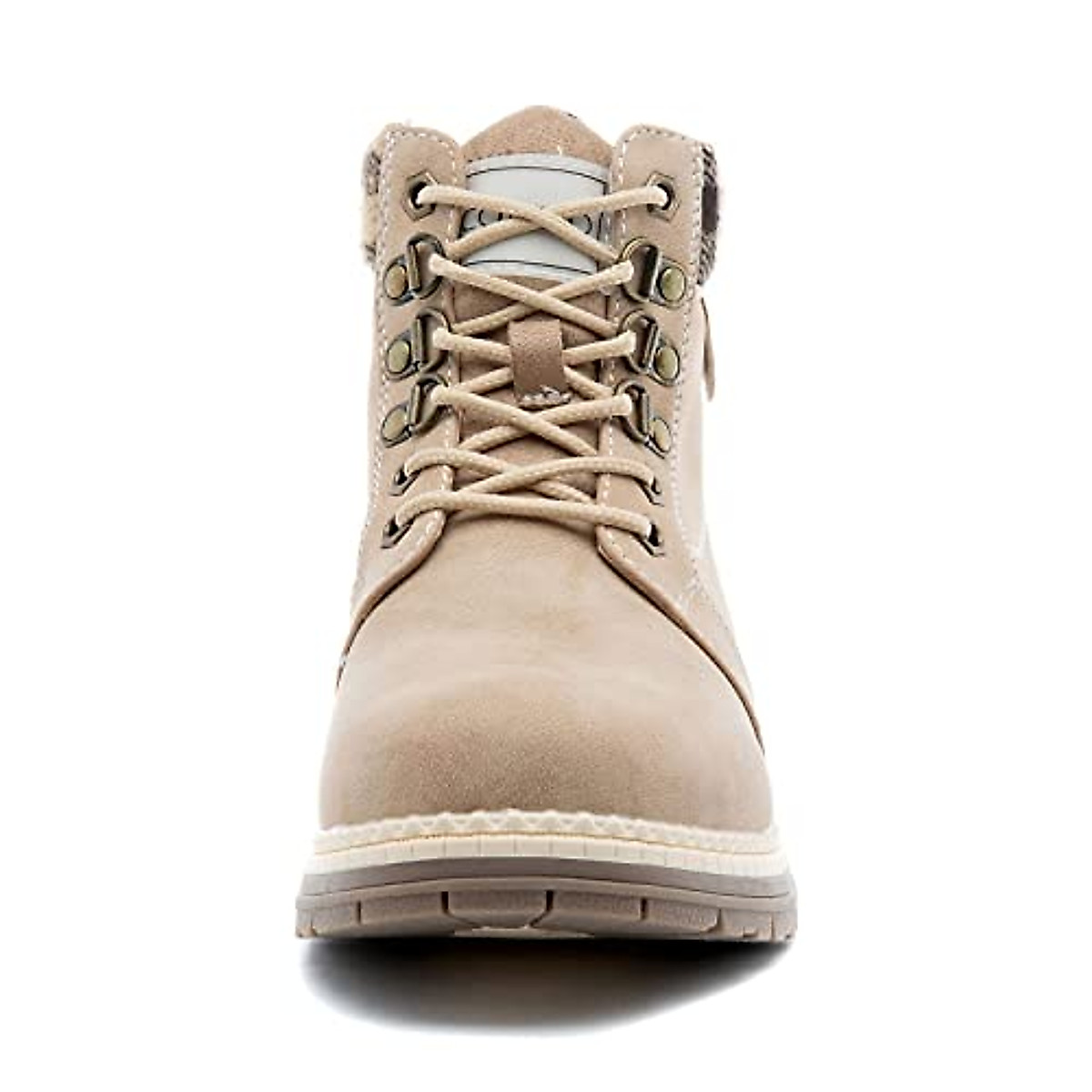 COTTIMO Work Hiking Waterproof Boots for Women - Winter Snow Combat Brown Ankle Boots Booties Women Fashion Lightweight Shoes LMW18-Beige-G-8.5