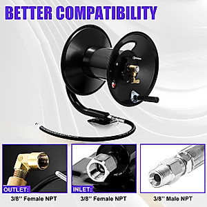 Tool Daily Pressure Washer Hose Reel, 150 FT Heavy Duty Steel Hose Reel for Power Washer, 3/8" Hose Reel Hand Crank, 4000 PSI