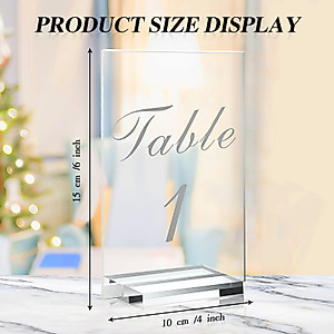 20 Pieces Wedding Table Numbers Acrylic Table Number Holder Wedding Numbers 4 x 6 Inches Clear Acrylic Table Numbers with 20 Pieces Display Stand Table Number Signs for Wedding Reception (1-20 Print)