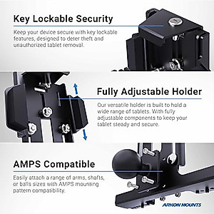 ARKON Mounts - Locking Forklift Tablet Mount with Adjustable Arm | Industrial Strength | Heavy-Duty Design | Adjustable | Boosts Warehouse Efficiency | Easy Install | Fits iPad and Samsung Tablets