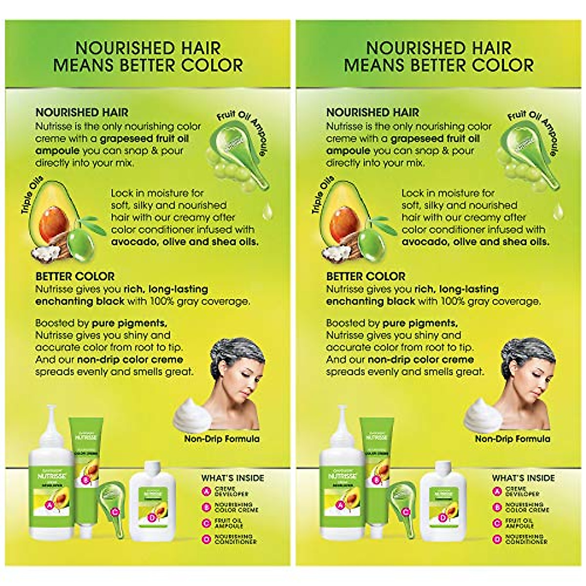 Garnier Hair Color Nutrisse Nourishing Creme, 20 Soft Black (Black Tea) Permanent Hair Dye, 2 Count (Packaging May Vary)