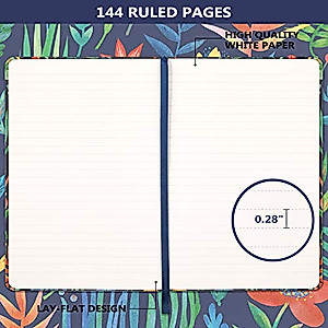 Lemome Home Journal/Ruled Notebook - Hardcover Ruled Journal with Premium Thick Paper, 5.8" x 8.4", Back Pocket + Bookmark + Round Corner Paper + Banded - Navy Floral