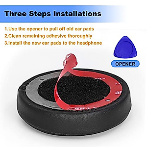 Professional Replacement Ear Pads for Beats Solo 2 & Solo 3 Wireless On-Ear Headphones, Premium Headphones Earpads Cushions with Softer Leather and High Elastic Sponge Memory Foam,Black