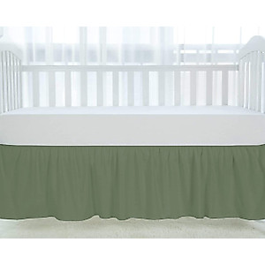 Crib Ruffle Bed Skirt Microfiber Nursery Bedding Skirt for Baby Girls (28” x 52” x 14’’) Sage Solid
