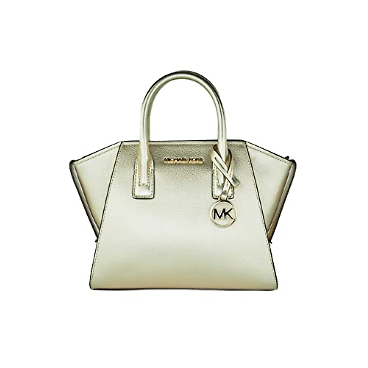 Michael Kors Avril Small Top Zip Satchel Shoulder Crossbody Leather Bag In Pale Gold