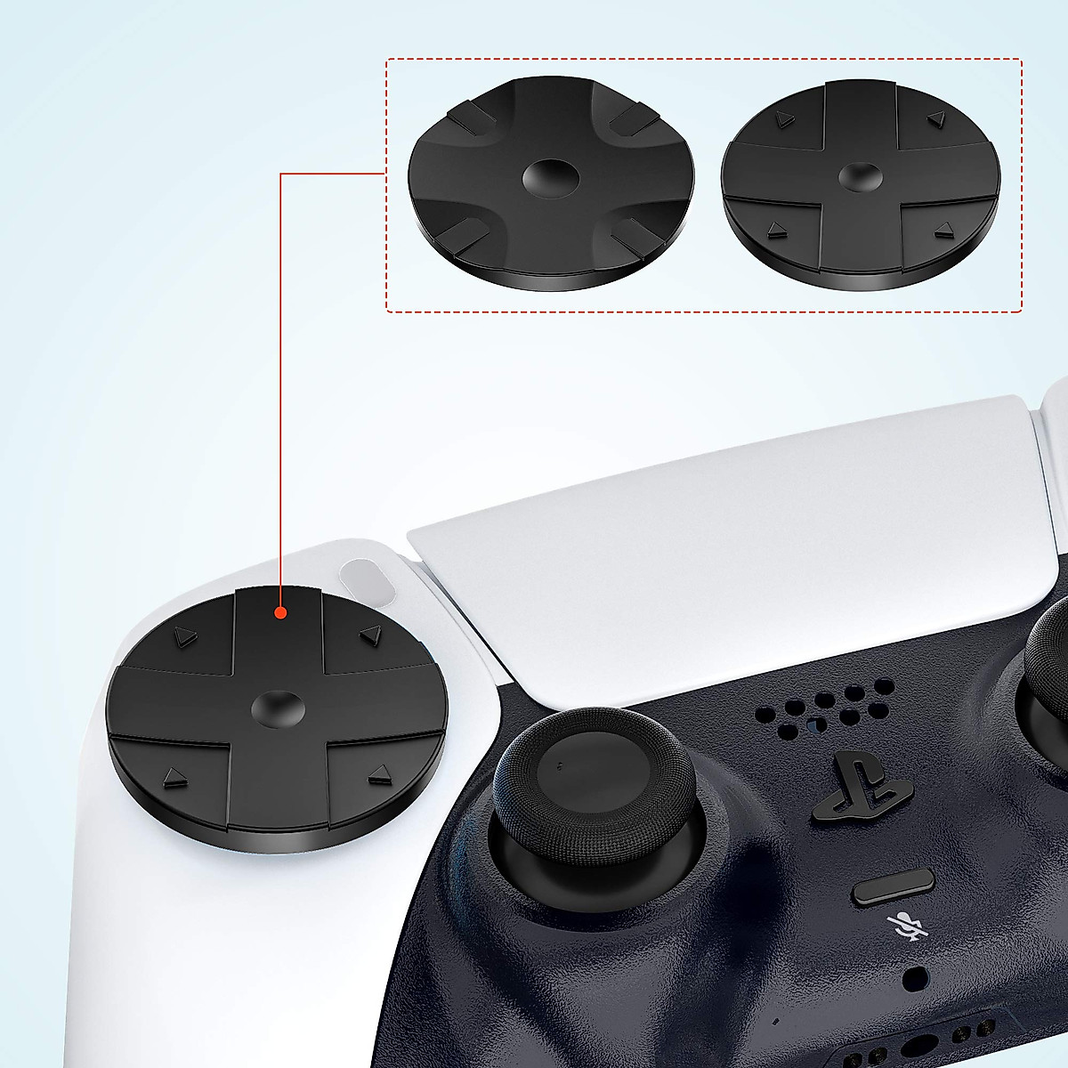 PS5 Controller Accessories Kit, Daugee L2 R2 Trigger Extender+Silicon Analog Stick Thumb Grips+D-pad for Playstation 5 Controller,Anti-Slip Replacement Parts（Black）