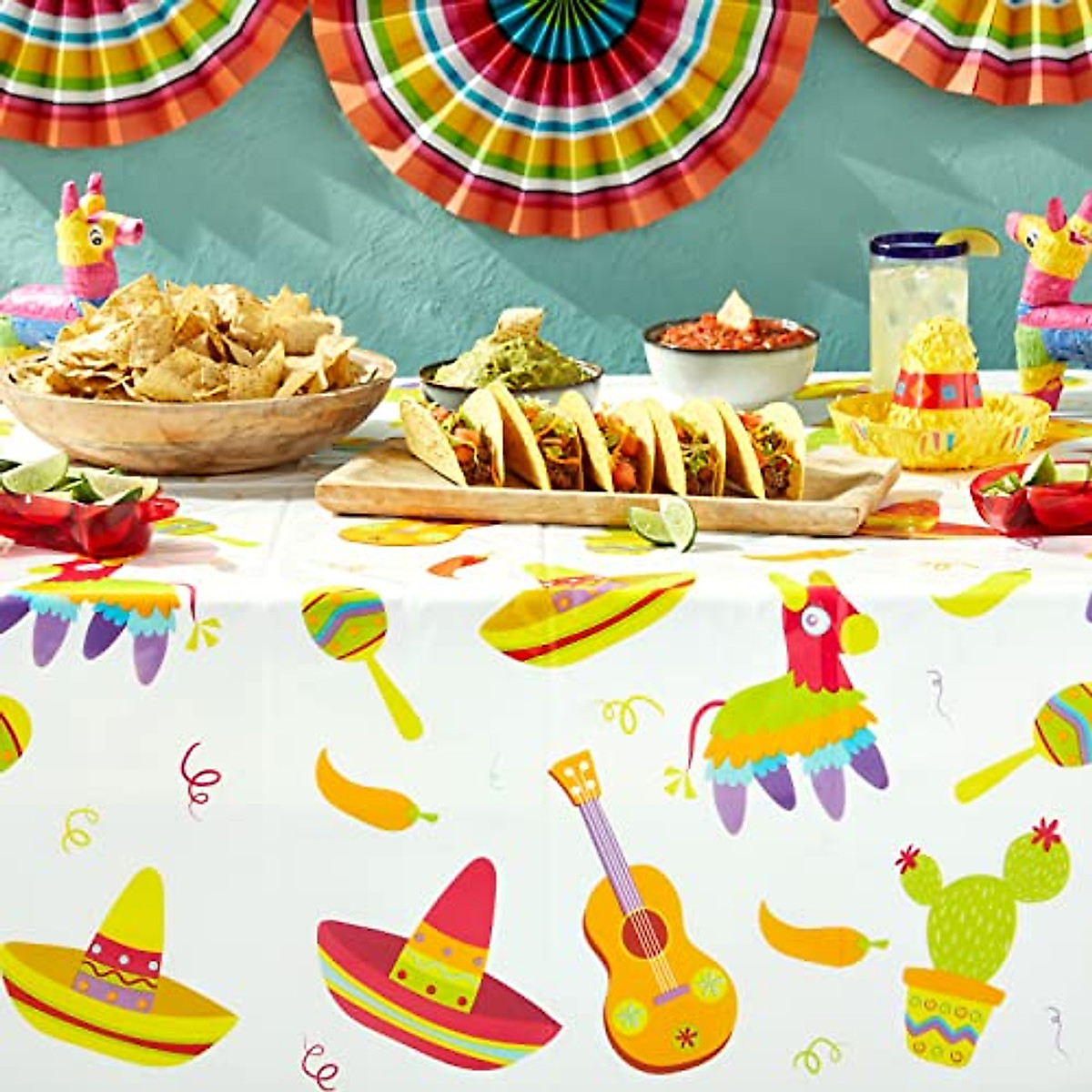 3 Pack Fiesta Table Cover, Cinco de Mayo, Mexican Party Supplies (54 x 108 In)