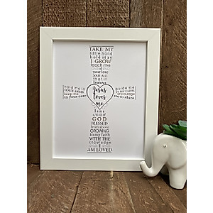 Jesus Loves Me Frame for Baby's Baptism, Dedication or Christening - Made in USA Frame - Gift for Granddaughter/Grandson/Godson/Goddaughter on Christening, Baptism, Dedication (White - Regular)