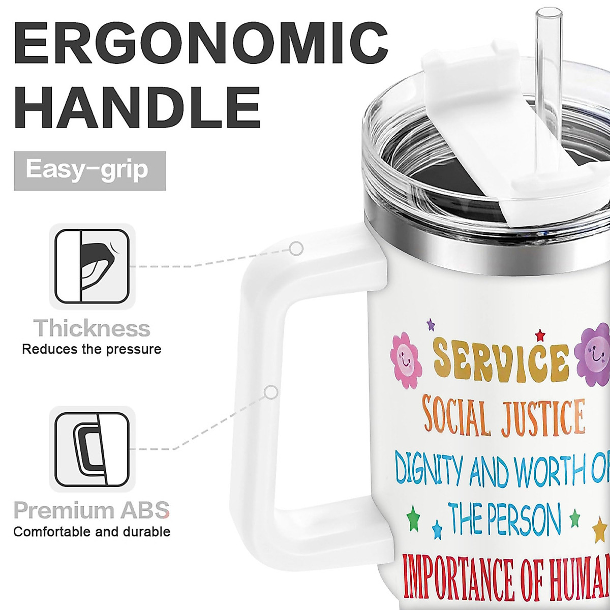 FOCIUZTA 40oz Tumbler with Lid, Insulated Cup, Travel Coffee Mug, Ideal Gift for Easter, Father’s Day, Mother’s Day, Birthday, Social Worker Design