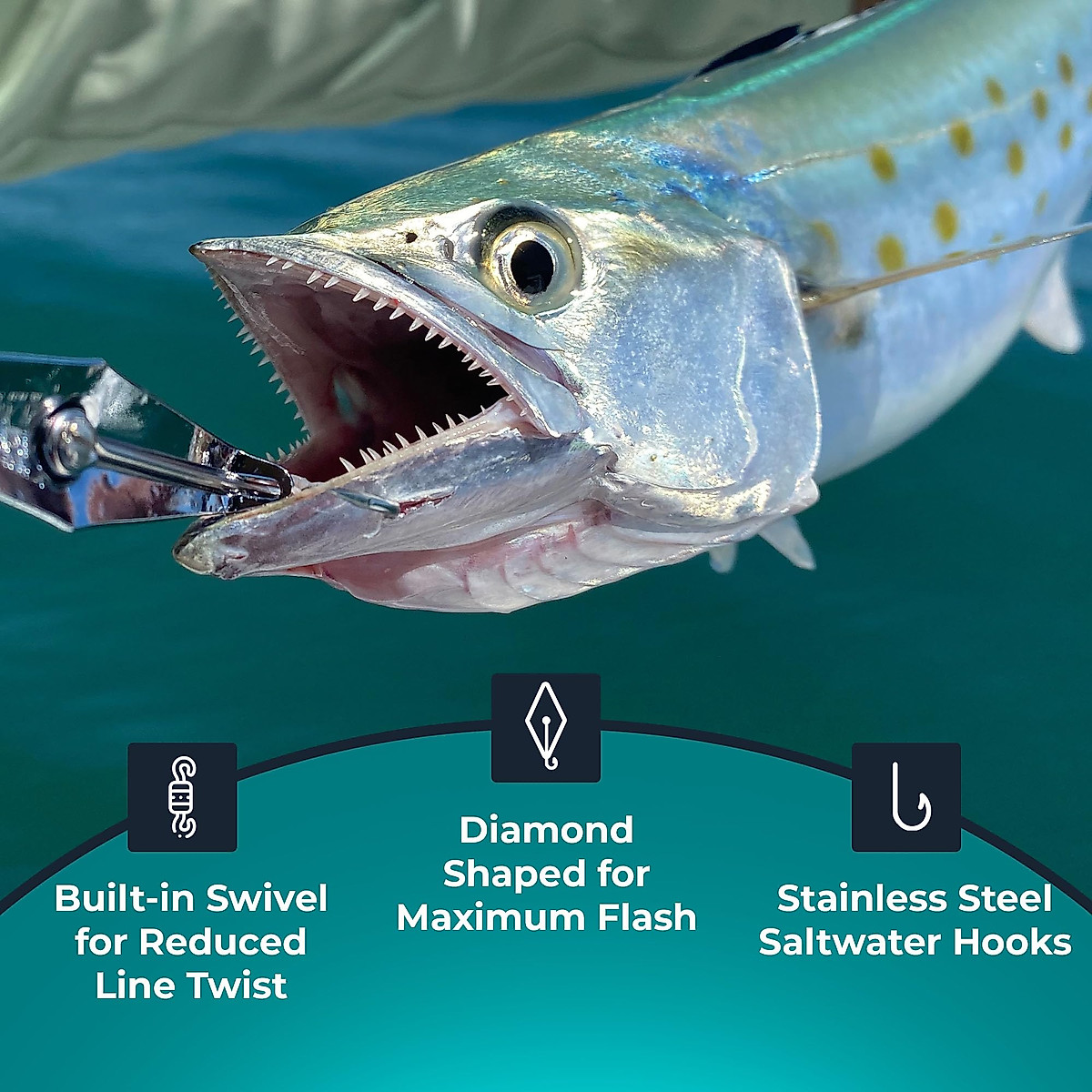 CLARKSPOON - Ready to Fish Trolling Kit - Fishing Equipment for Coastal Waters- Great for Spanish Mackerel, Bluefish, Bonito, Tuna, & More - Trolling Kit with Lures, Trolling Sinkers & Planers