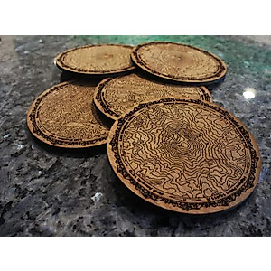 Pacific Northwest Mountains Wooden Coasters | Set of 5 | Topography Coasters Active (Poplar)