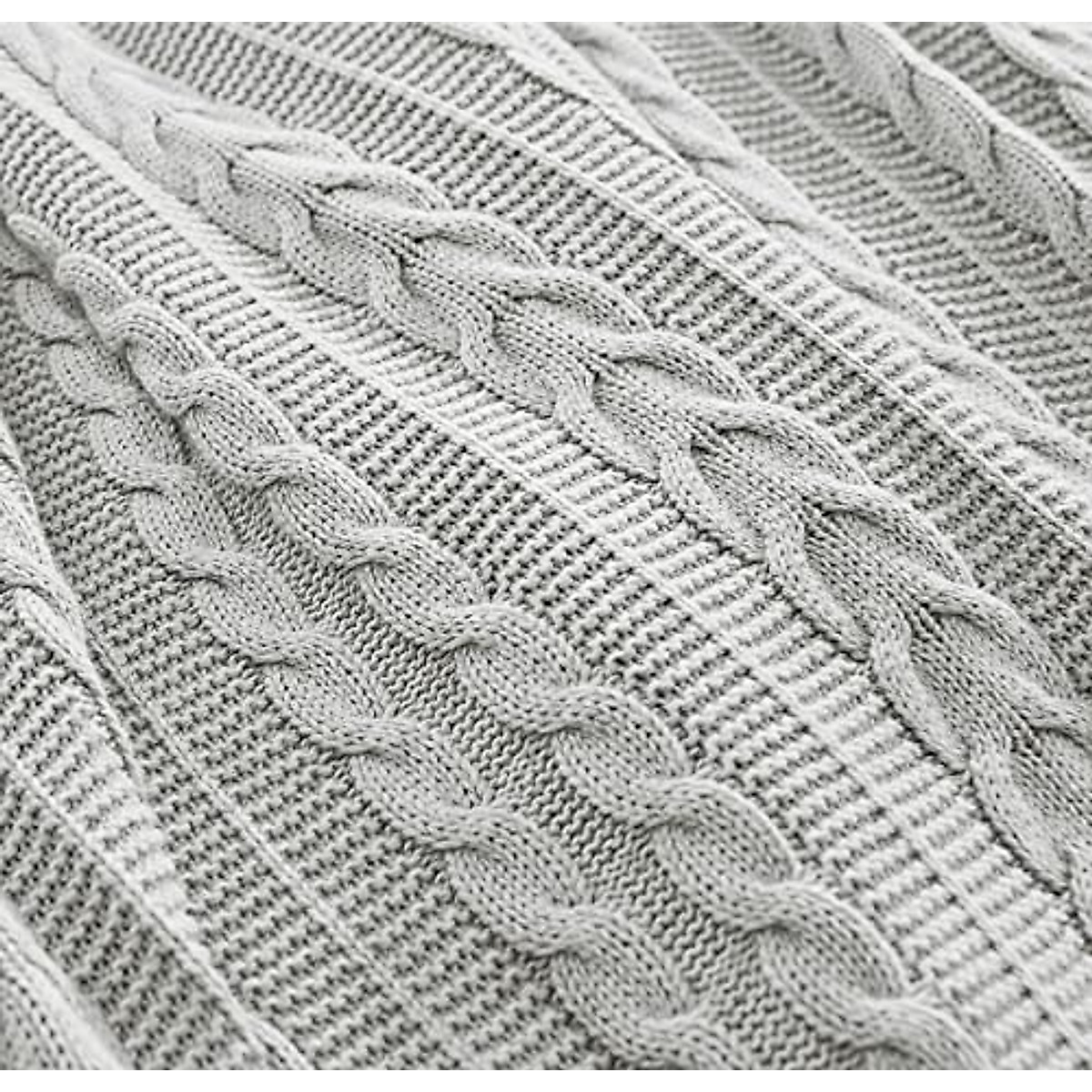 BOLL & BRANCH Cable Knit Throw Blanket – Luxurious 100% Organic Cotton Bedding – Soft, Lightweight, Breathable and Cozy – Timeless Knit Design – 50 x 70, Heathered Pewter