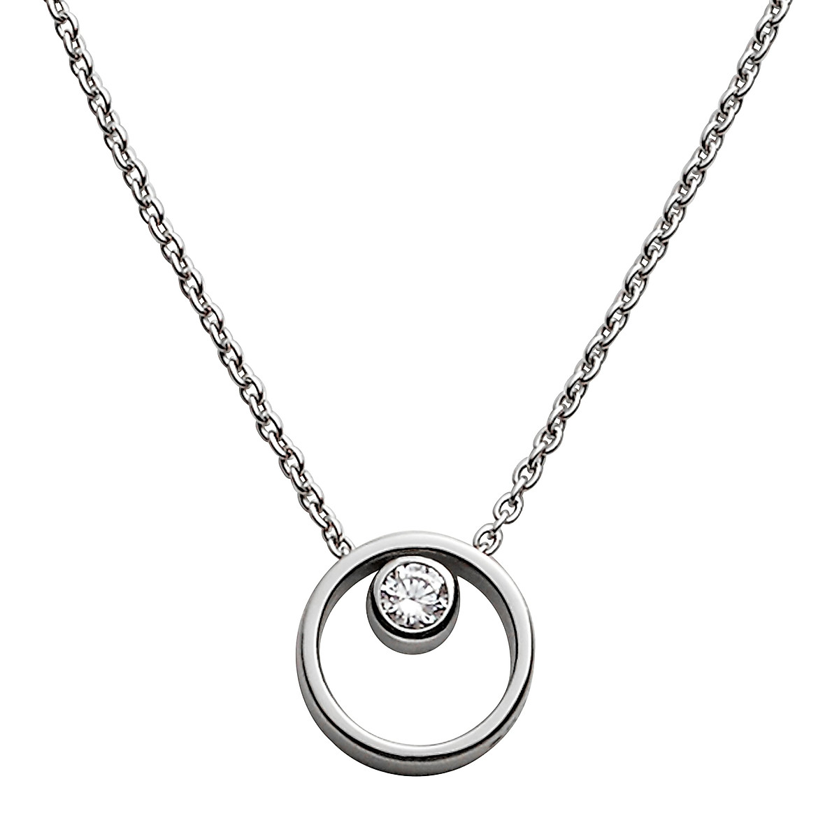 Skagen Women's Kariana Silver Tone Stainless Steel Circle Pendant Necklace (Model: SKJ0833040)