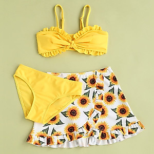 Infant Set Outfits Ruffles Bikini Swimsuit Swimwear Hollow Summer Kids Girls Girls Swimwear Swimsuit (Yellow, 11 Years)