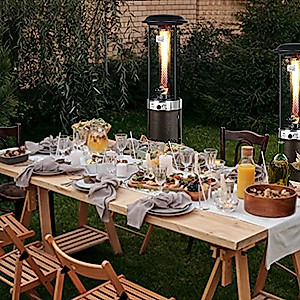 BALI OUTDOORS Propane Patio Heater, Stainless Steel Standing, 36,000 BTUs Portable Commercial Outdoor Gas Patio Heater with Glass Tube for Deck, Garden and Porch