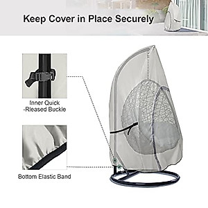 STEECA Patio Hanging Egg Chair Cover - Waterproof Outdoor Wicker Egg Swing Chair with Stand Cover, Single Seat
