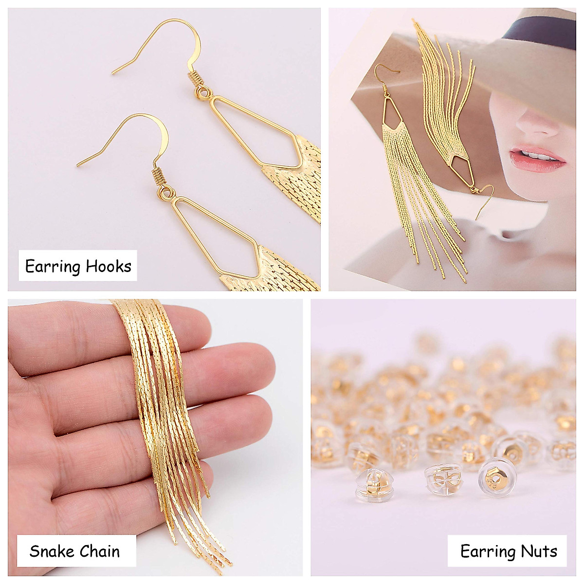PEARLADA 18K Gold Long Chain Tassel Earrings Simple Hook Jewelry for Women Fashion Sleek Chain Dangle Drop Earrings for Party Linear Fringe Earring