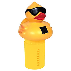 GAME 12301-BB Solar Light-Up Derby Duck Mid-Size Chlorinator Pool Chorine Dispenser, Yellow