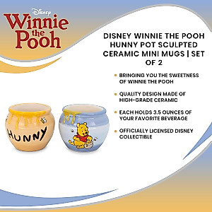Disney Winnie the Pooh Hunny Pot Sculpted Ceramic Mini Mugs | Set of 2