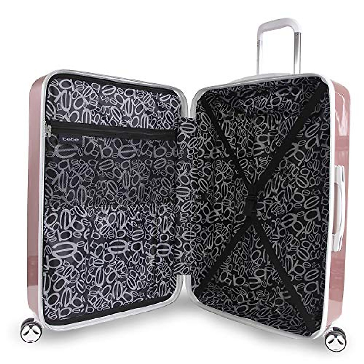 BEBE Women's Luggage Stella 29" Hardside Check in Spinner, Telescoping Handles, Rose Gold, One Size