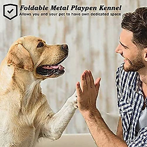 PUKAMI Dog Fence for Dogs, 8/16 Panels 24/32/40 Height x32 inch Width,Portable Dog Playpen Puppy Playpen for Small Medium Dog Exercise Pen for Indoor Outdoor,Pet Playpen Fence for Yard,RV,Camping