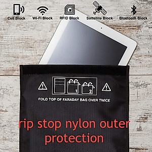 Faraday Bag for Tablets and Phones - Large iPad Faraday Bags - RFID Blocking Pouch - Signal Blocker for Cell Phone Anti-Tracking, Anti-Hacking, Anti-Spying