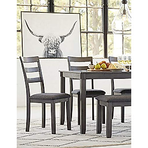Signature Design by Ashley Bridson Modern 6 Piece Dining Set, Includes Dining Table, 4 Chairs & Bench, Gray