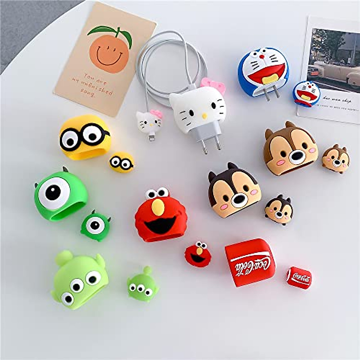 3D Protective Case for iPhone 20W USB-C Power Adapter Charger USB Lightning Cable, Cute Cartoon Series Soft Silicone Fast Lightning Chargers Cable Protective Cover for iPhone Charger (Blue Stitch)