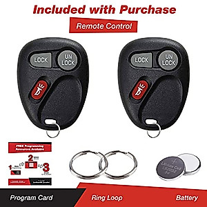 KeylessOption Keyless Entry Remote Car Key Fob and Key Replacement for 15042968 (Pack of 2)