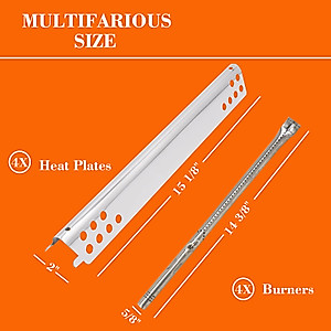 Heat Plates for Charbroil Advantage 4 Burner 466433016 Gas Grill Parts, Fits Char-Broil 2/3/6 Burner 463642015, 463343015, 463642116,463240115, Grill Replacement Kit Parts, Burner, Carryover Tube