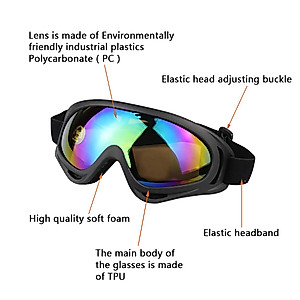 AOUTACC Ski Goggles Set, 4 Pack Skate Glasses with Windproof UV 400 and Dustproof Protection Goggles for CS Tactical Motorcycle Bicycle Snowboard (Yellow+Multicolor+Orange+Clear)