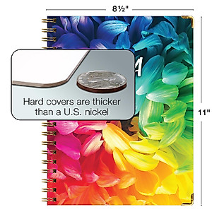 Global Printed Products, HARDCOVER 2024 Planner: (November 2023 Through December 2024) 8.5"x11" Daily Weekly Monthly Planner Yearly Agenda. Bookmark, Pocket Folder & Sticky Note Set (Rainbow Petals)