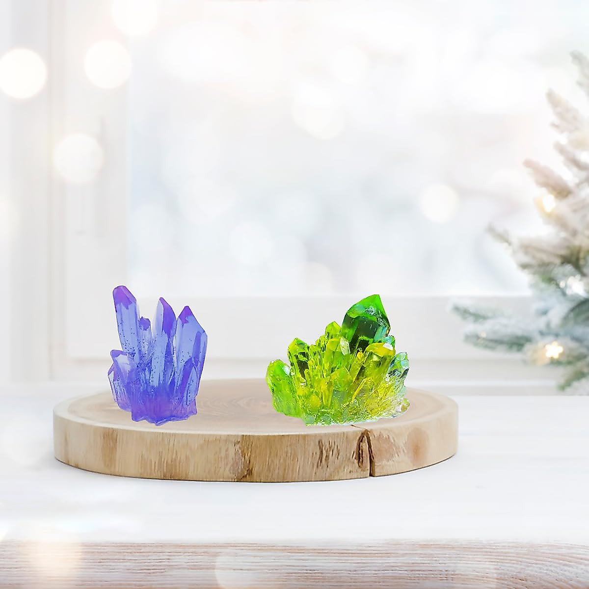 4 PCS Quartz Crystal Resin Molds, AFUNTA Crystal Cluster Silicone Molds Gravel Epoxy Casting Molds for Jewelry Making, Craft, Keychain