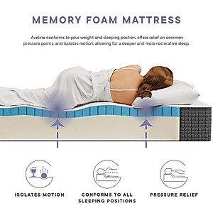 Modway Aveline Gel Infused Memory Mattress with CertiPUR-US Certified Foam, Queen, White