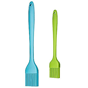 JIANYI Silicone Basting Brush, Food Grade Spread Oil Butter Sauce Marinades for BBQ Grill Baste Pastries Cakes Meat Sausages Desserts and Kitchen Baking, Cooking (Blue + Green)