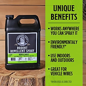 Grandpa Gus's Rodent Repellent Spray with Sprayer, Natural Peppermint & Cinnamon Oils Repel Mice and Stop Rats & Squirrels, 1 Gallon (Pack of 1)