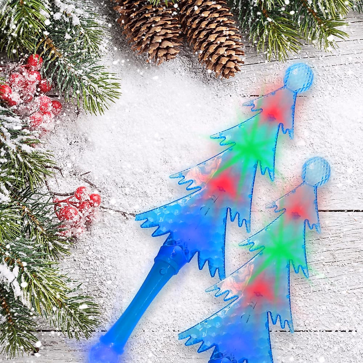 ArtCreativity Light Up Christmas Tree Wands, Set of 2, 14.5 Inch Flashing LED Wands for Kids with Batteries Included, Christmas Toys for Kids, Thrilling Light Show, Stocking Stuffer for Boys and Girls