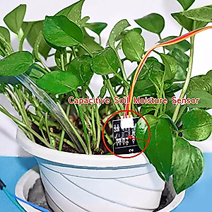 WayinTop Upgrade Automatic Irrigation DIY Kit Self Watering System for Garden Plant, Development Board + 4pcs Soil Moisture Sensor + 4 Channel Relay + 4pcs Water Pump + 5M Vinyl Tubing + Jumper Wire