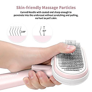 Cat Brushes for Indoor Cats, 2 in 1 Self Cleaning Slicker Brush for Shedding Long Short Haired Dogs, Cat Grooming Brush with Massage, Removes Mats, Tangles, Loose Fur Hair for Large Small Pets, Pink