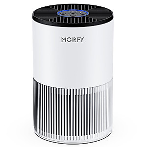 MORFY Air Purifiers for Bedroom Home, H13 True HEPA Air Filter, Quiet Air Cleaner With Night Light and Low Noise Sleep Mode, Portable Small Air Purifier for Room, Office, Living Room, Smoke, Pet,White